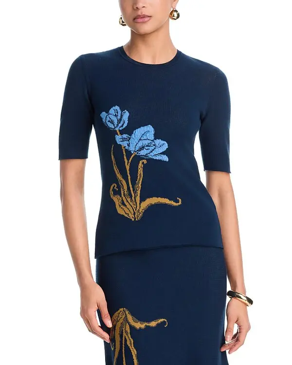 Erdem Short Sleeve Top - Navy