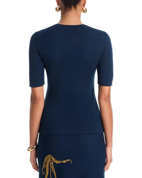 Erdem Short Sleeve Top - Navy