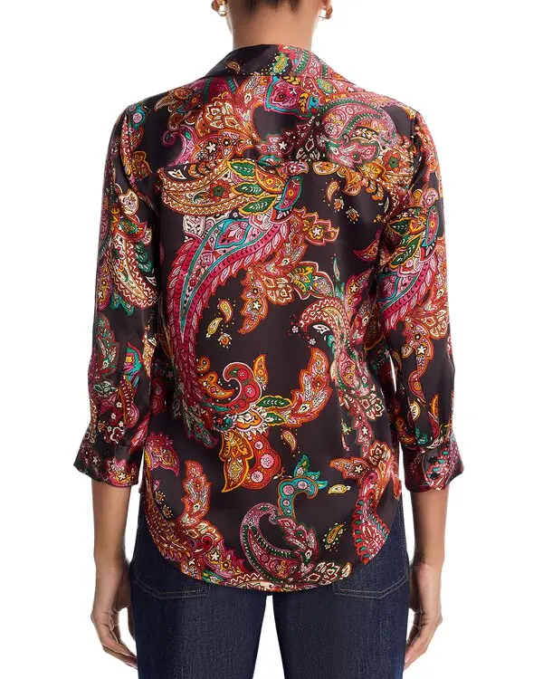 L'Agence Dani Silk Three Quarter Sleeve Blouse - Black Multi