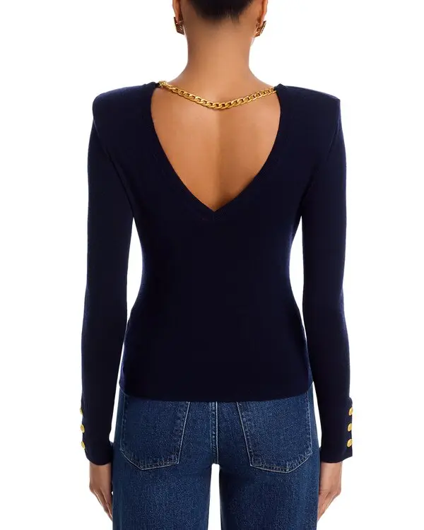 L'Agence Kolie Double V-neck Top With Chain Back