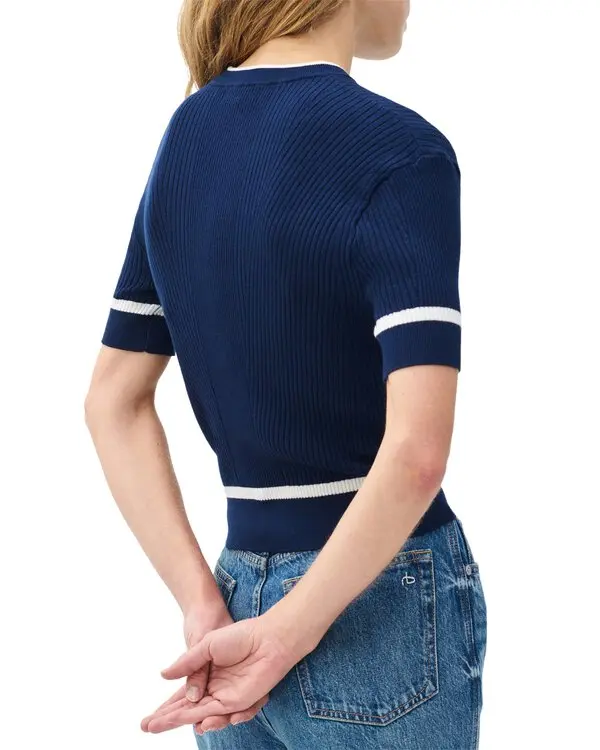 Rag & Bone Kassy Rib Short Sleeve Tee - Navy