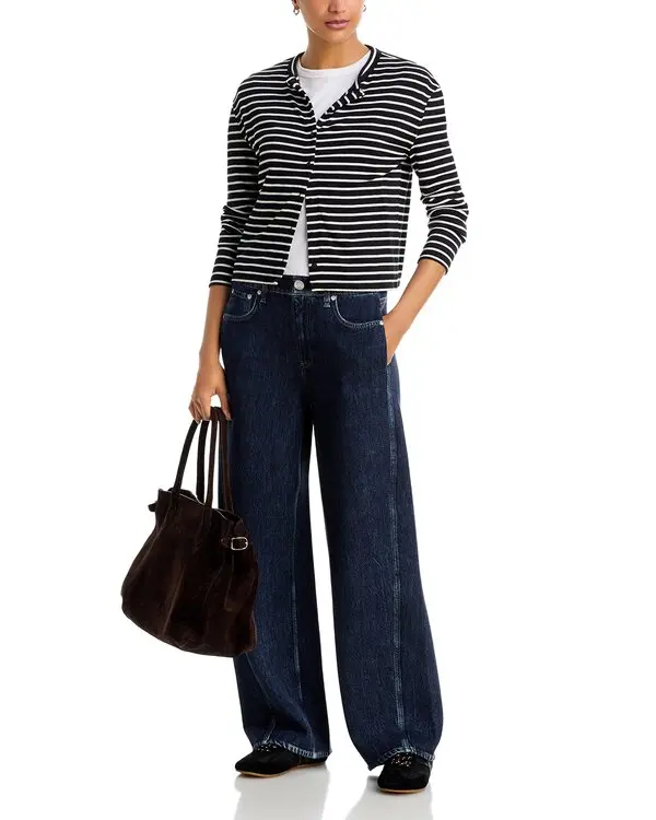 Rag & Bone The Knit Stripe Boxy Cardigan Sweater
