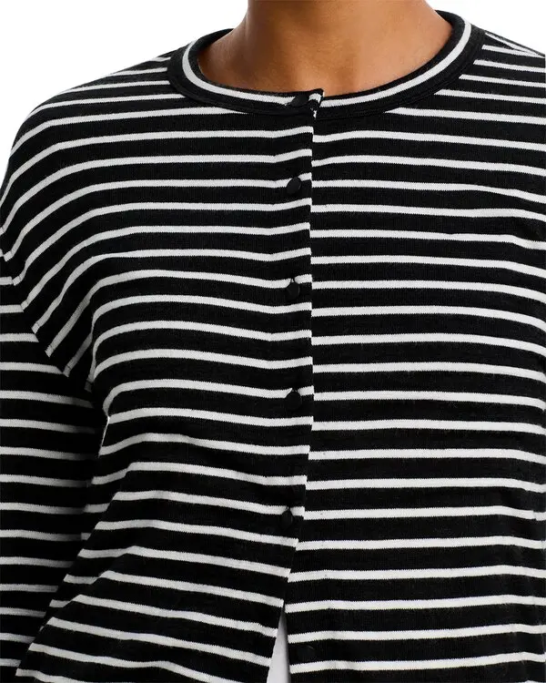 Rag & Bone The Knit Stripe Boxy Cardigan Sweater