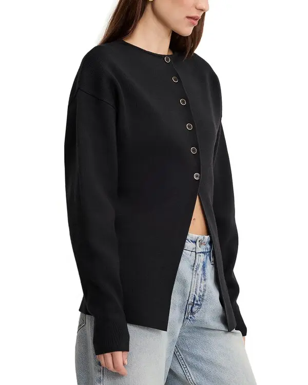 Good American Exaggerated Sleeve Cardigan Sweater - Black