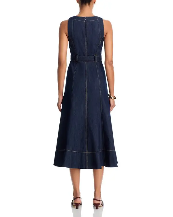 Cinq À Sept Denim Belted Midi Dress