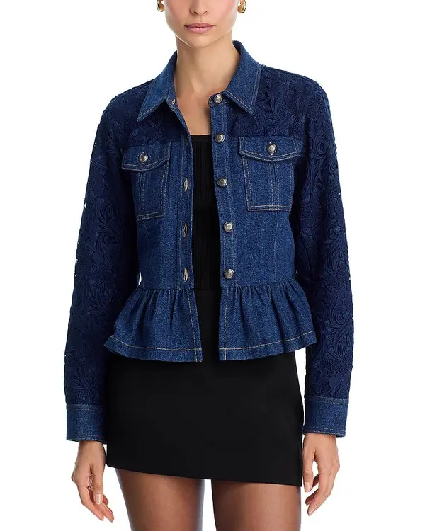 Cinq À Sept Kerrigan Lace Trim Denim Jacket
