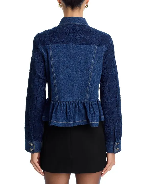 Cinq À Sept Kerrigan Lace Trim Denim Jacket