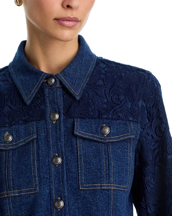 Cinq À Sept Kerrigan Lace Trim Denim Jacket