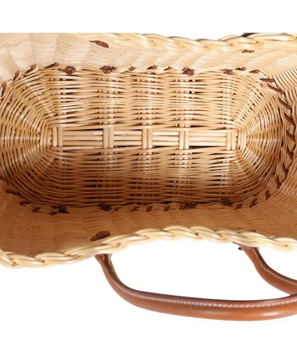 HERMES Garden Party Leather And Straw/raffia Handbag