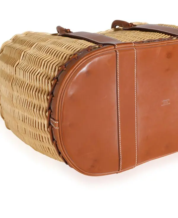 Hermès Garden Party Leather And Straw/raffia Handbag