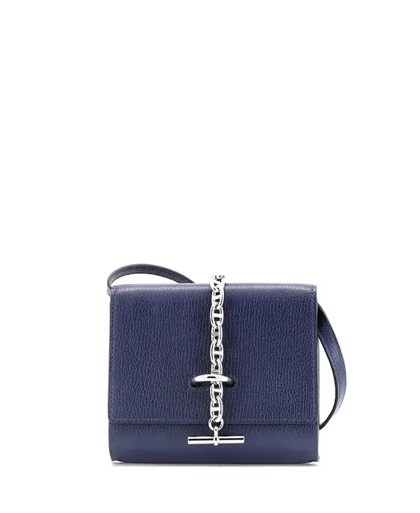 HERMES Chaine D'ancre Compact Wallet On Strap Chevre Mysore - Blue