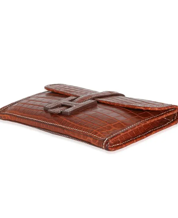 Hermès Fauve Crocodile Niloticus Lisse Jige Clutch Exotic Handbag - Brown