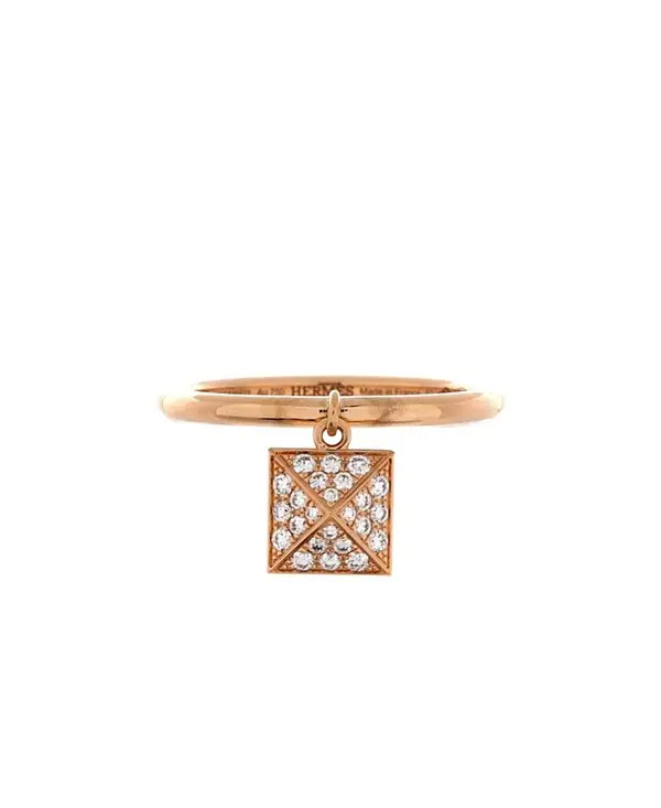 HERMES Small Clou D'h Charm Ring 18k And Diamonds - K Rose Gold