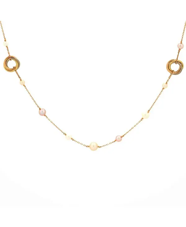CARTIER Trinity Station Long Necklace 18k Tricolor Gold With Pearls - K Gold