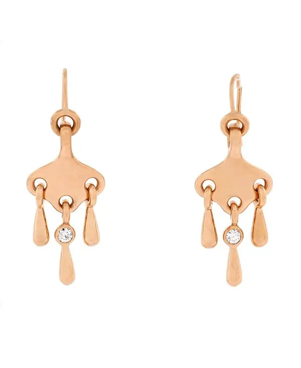 Hermès Filet D'or Earrings In 18k Rose Gold And Diamond - Pink