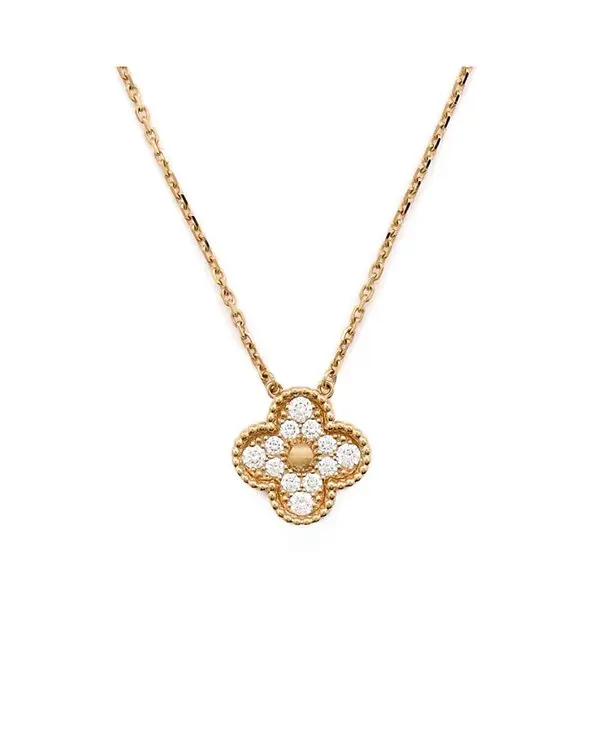 VAN CLEEF & ARPELS Vintage Alhambra Pendant Necklace With Diamonds - K Gold