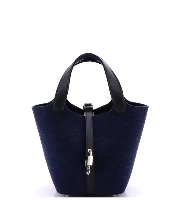 HERMES Picotin Lock Bag Pm Felt With Leather - Blue