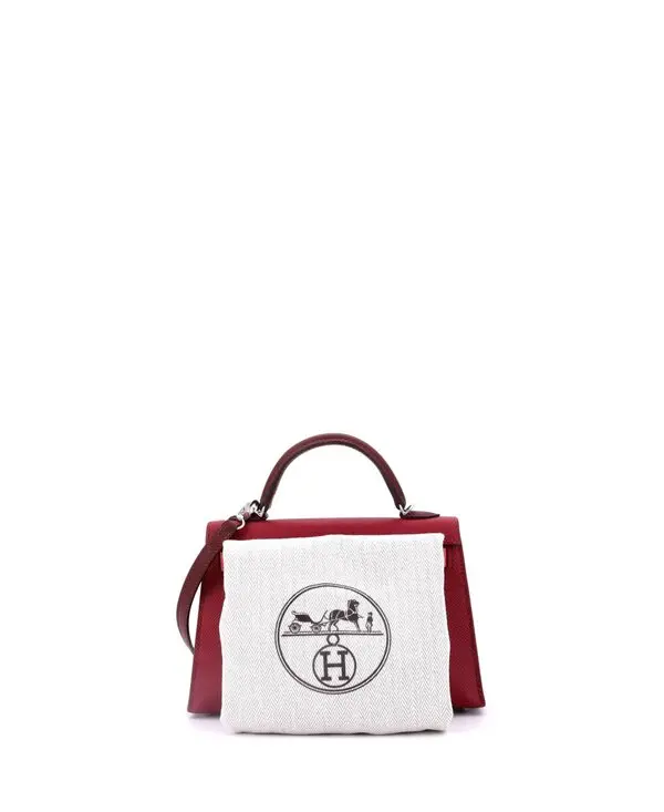 HERMES Kelly 20 Handbag Tricolor Epsom With Palladium Hardware
