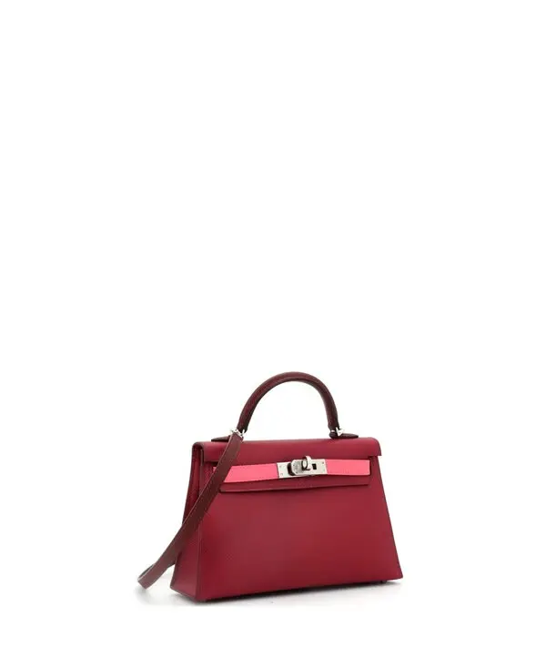HERMES Kelly 20 Handbag Tricolor Epsom With Palladium Hardware
