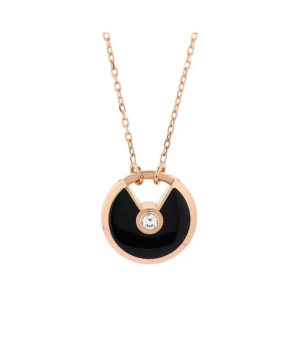 CARTIER Small Amulette De Pendant Necklace With Onyx And Diamond - K Rose Gold