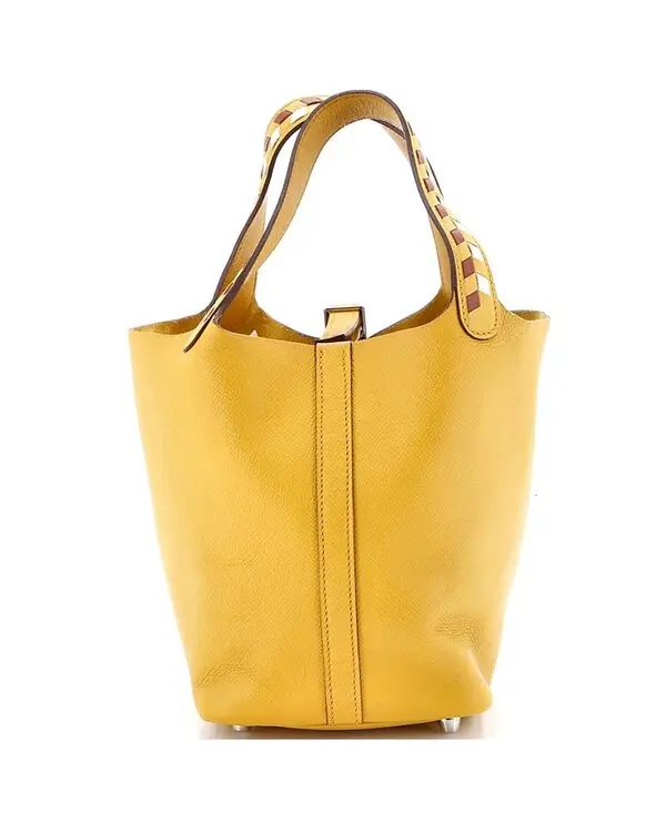 Hermès Pm Picotin Lock Bag Tressage Epsom - Yellow