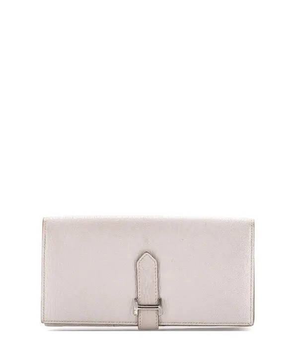 HERMES Long Bearn Wallet Chevre Mysore - Gray