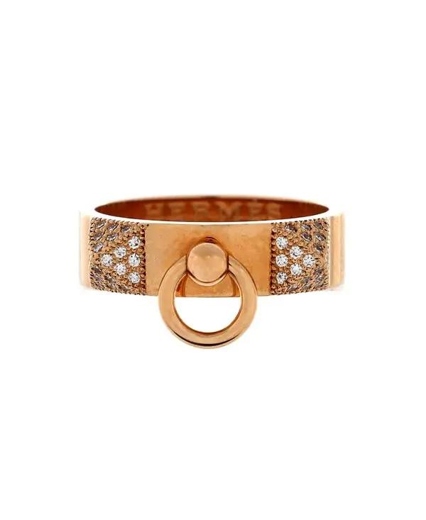 Hermès Small Collier De Chien Ring In 18k Rose Gold With Diamonds - Pink