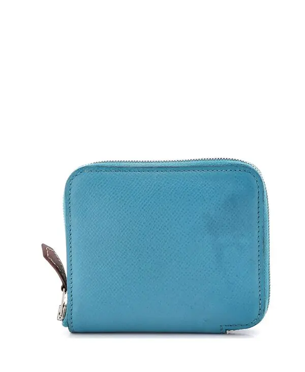 HERMES Compact Azap Zip Around Wallet Silk'in Epsom - Blue