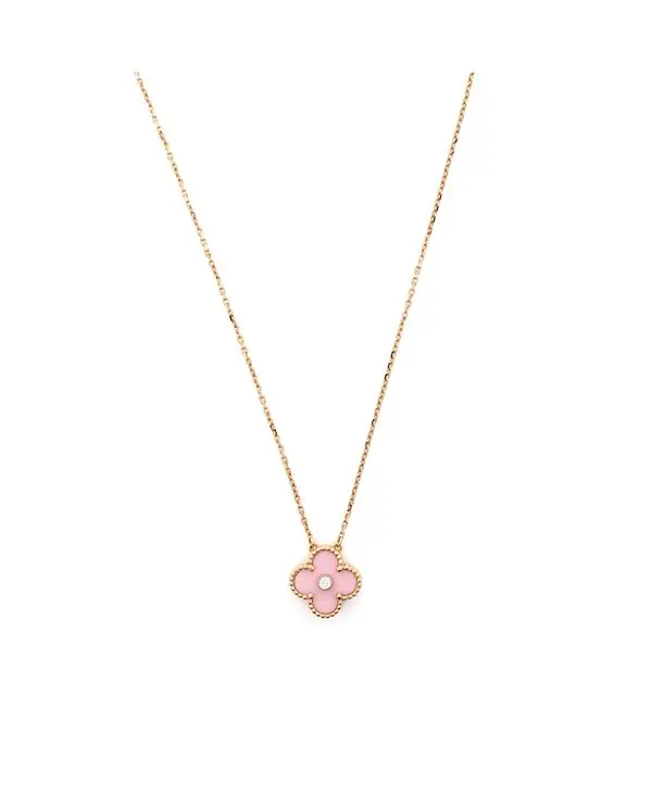 VAN CLEEF & ARPELS Vintage Alhambra Pendant Necklace - Pink