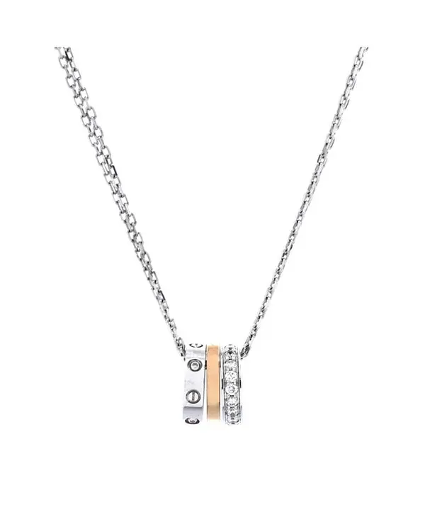 CARTIER Love 3 Ring Pendant Necklace - Pink/white
