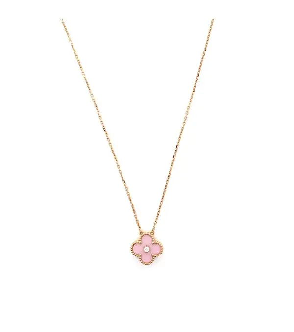 VAN CLEEF & ARPELS Vintage Alhambra Pendant Necklace - Pink