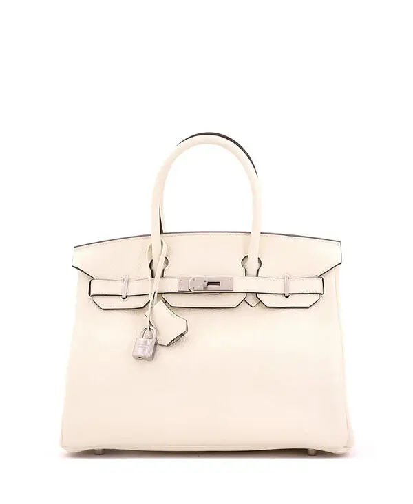 HERMES Birkin 30 Handbag Clemence With Palladium Hardware