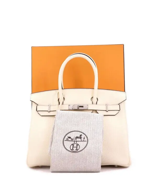 HERMES Birkin 30 Handbag Clemence With Palladium Hardware
