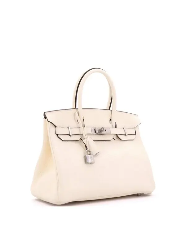 HERMES Birkin 30 Handbag Clemence With Palladium Hardware