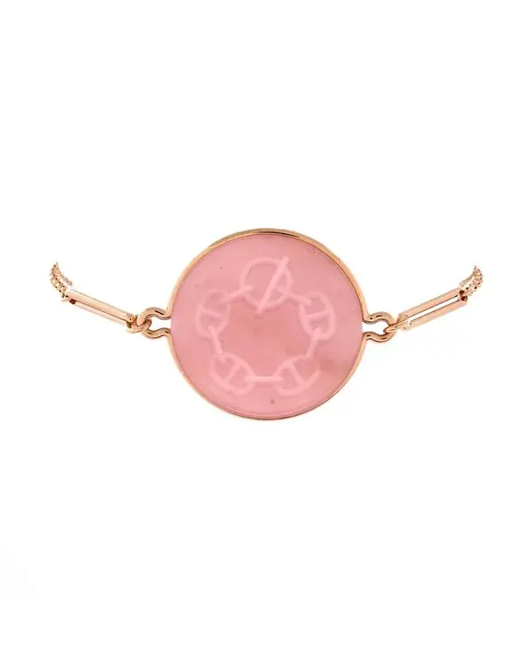 HERMES Ex-libris Bracelet 18k Rose Gold With Chalcedony - Pink