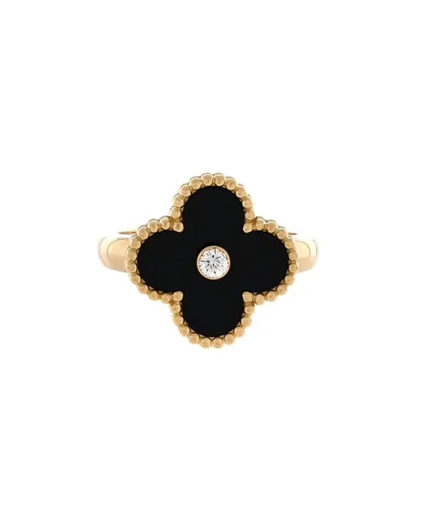 VAN CLEEF & ARPELS Vintage Alhambra Ring With Onyx And Diamond - Gold