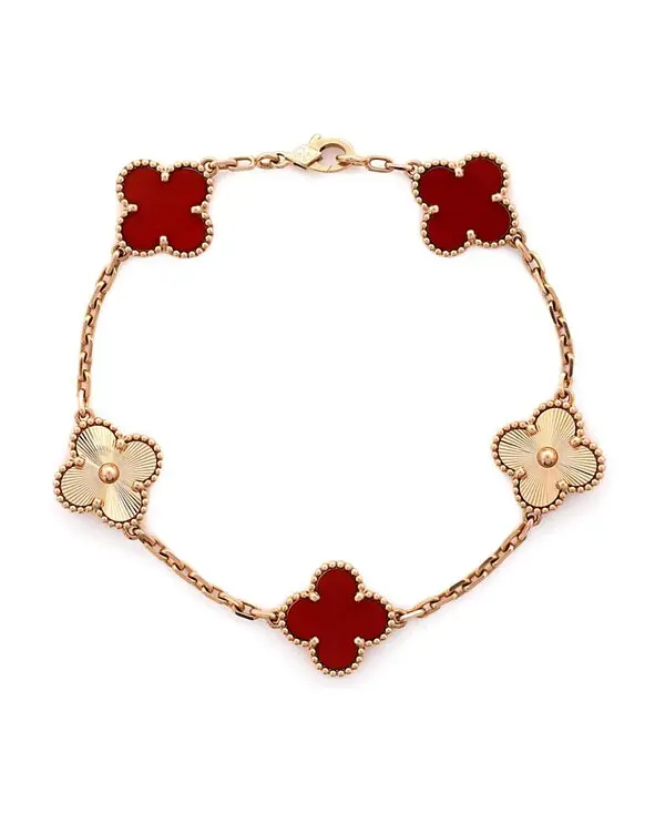 VAN CLEEF & ARPELS Vintage Alhambra 5 Motifs Bracelet - Pink