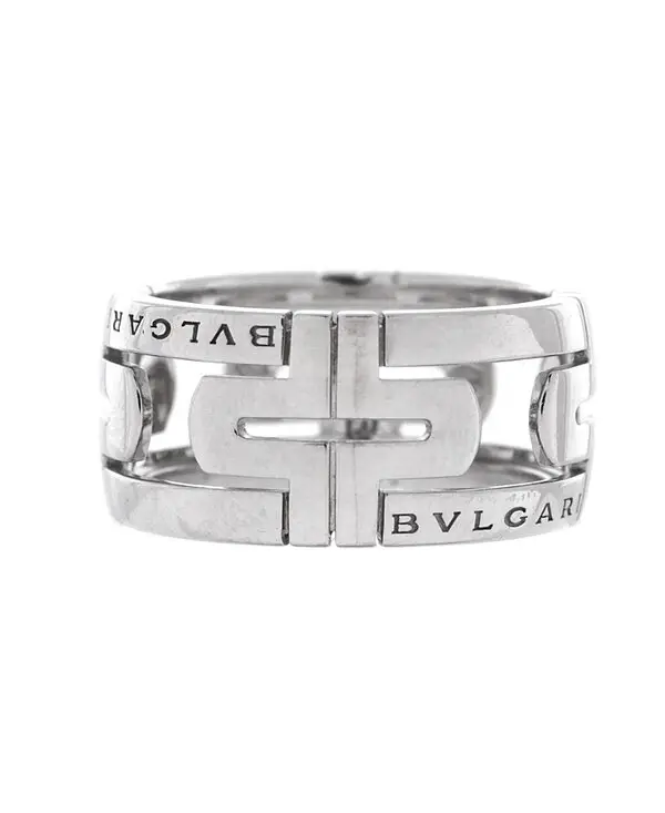 BVLGARI 18k Gold 11mm Parentesi Band Ring - White