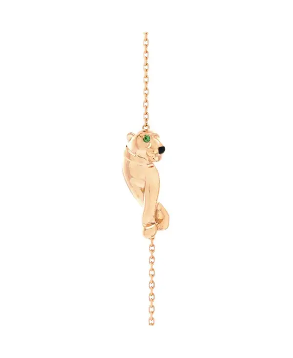 CARTIER Mini Panthere De Single Chain Bracelet 18k Rose Gold With Tsavorite And Onyx
