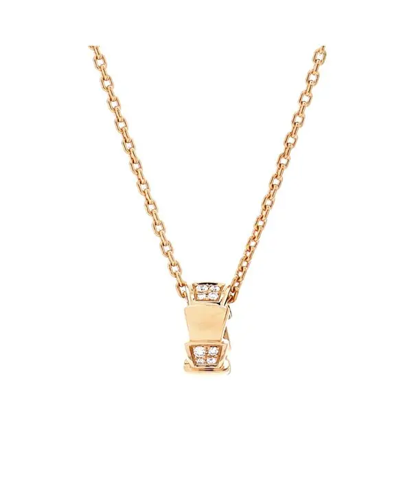 BVLGARI Serpenti Viper Pendant Necklace With Diamonds 19-19.75 - K Rose Gold