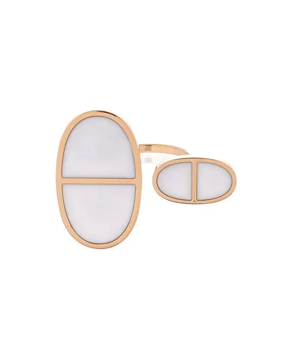 Hermès Chaine D'ancre Verso Ring 18k With Ceramic - K Rose Gold