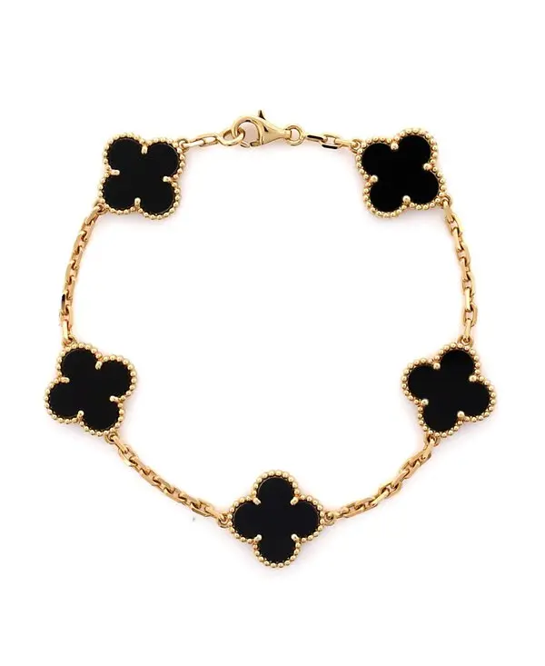 VAN CLEEF & ARPELS Vintage Alhambra 5 Motifs Bracelet 18k And Onyx - Gold