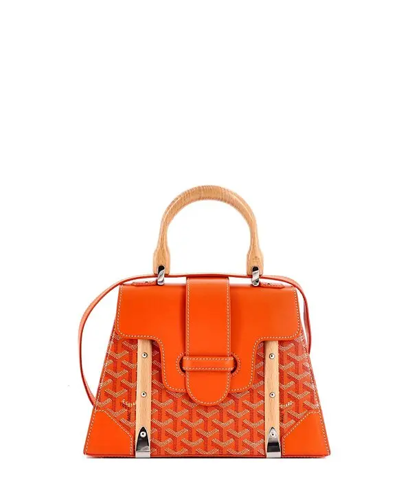 Goyard Pm Saigon Top Handle Bag Coated Canvas With Leather - Orange
