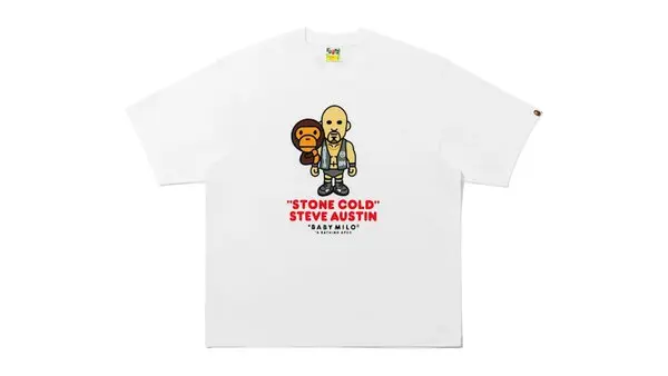 A BATHING APE X Fanatics X Wwe Stone Cold Steve Austin Baby Milo Relaxed Fit Tee Shirt - White