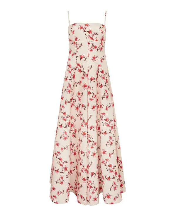 EMILIA WICKSTEAD Oceana Dress In Summer Lilies Print Taffeta Faille - Red