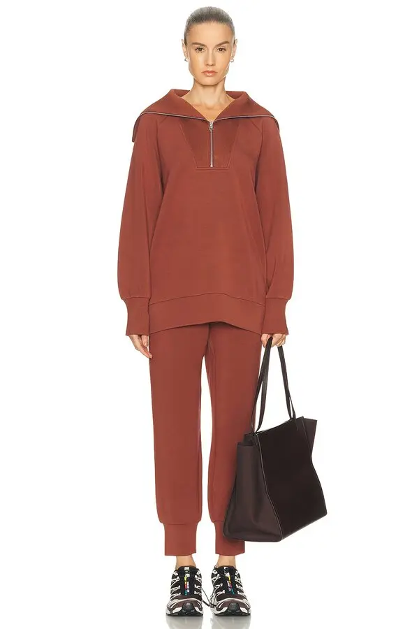 Varley Xina Half Zip Longline Sweater - Cinnamon