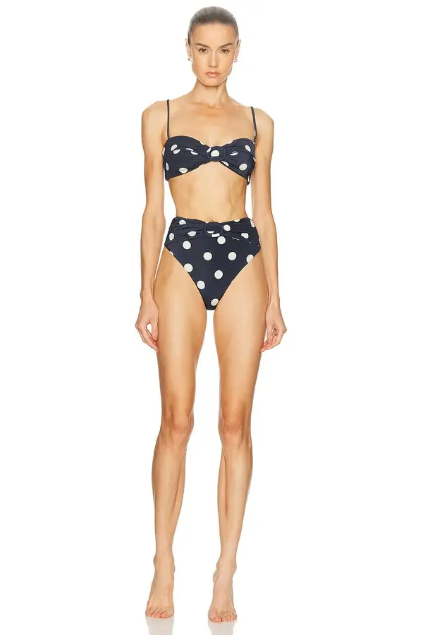 Cult Gaia Alouette Bikini Top - Small Dot Deep Lake