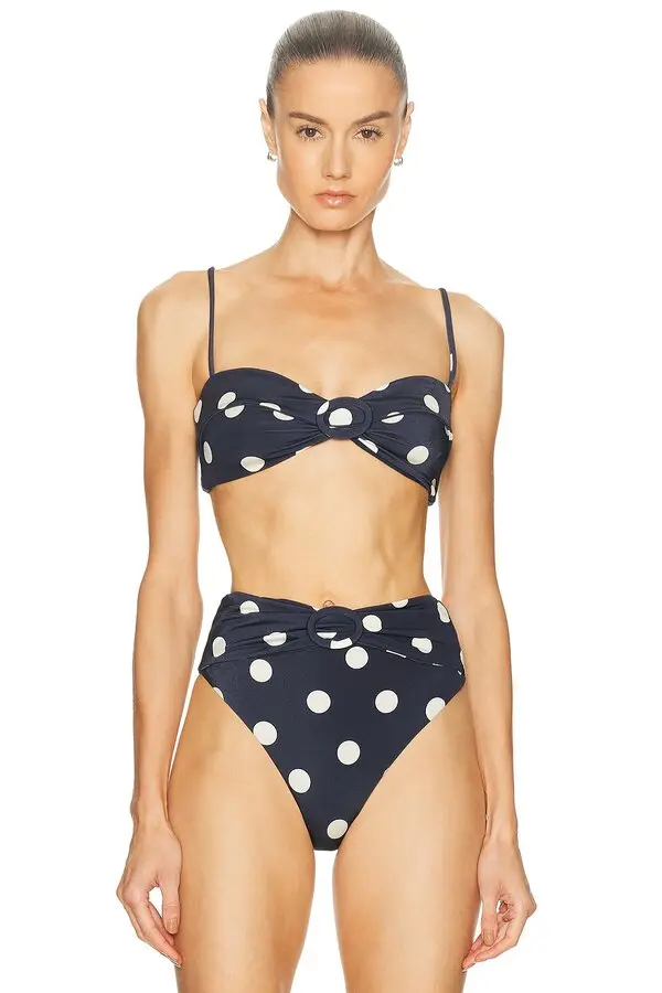 Cult Gaia Alouette Bikini Top - Small Dot Deep Lake