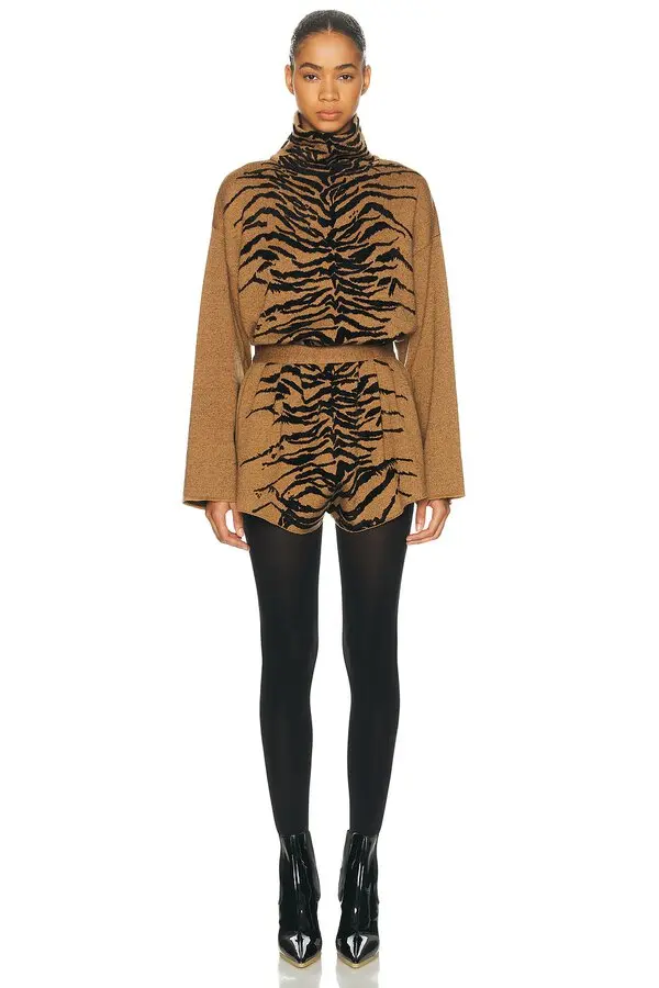 Alaïa Tiger Print Sweater - Ocre