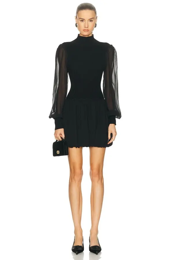 FRAME Sheer Sleeve Dress